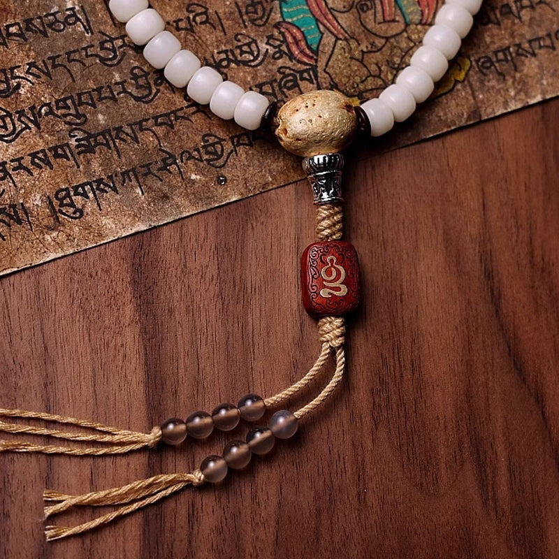 108 White Jade Bodhi Seed Root Buddhist Mala – AuraNature
